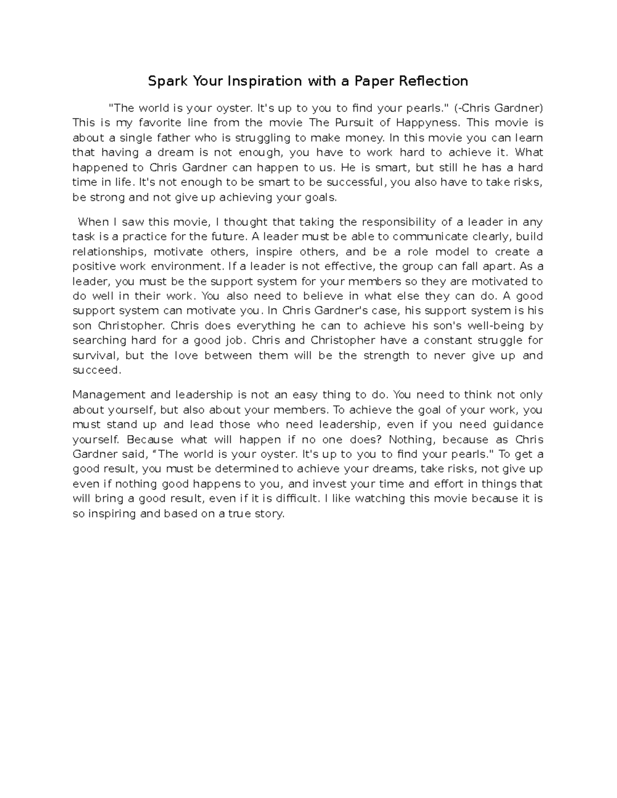 Spark Your Inspiration with a Paper Reflection - It's up to you to find ...