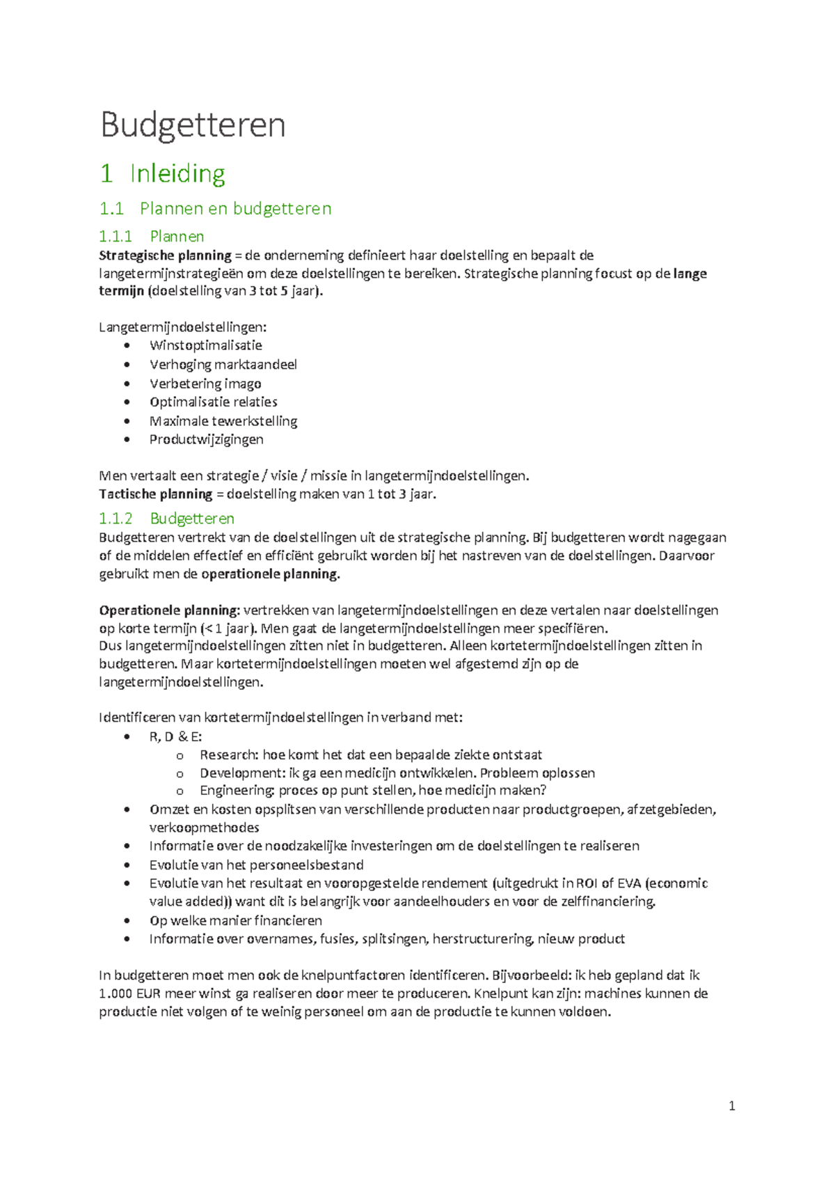 Samenvatting Budgettering en Budgetcontrole college alle - Budgetteren ...