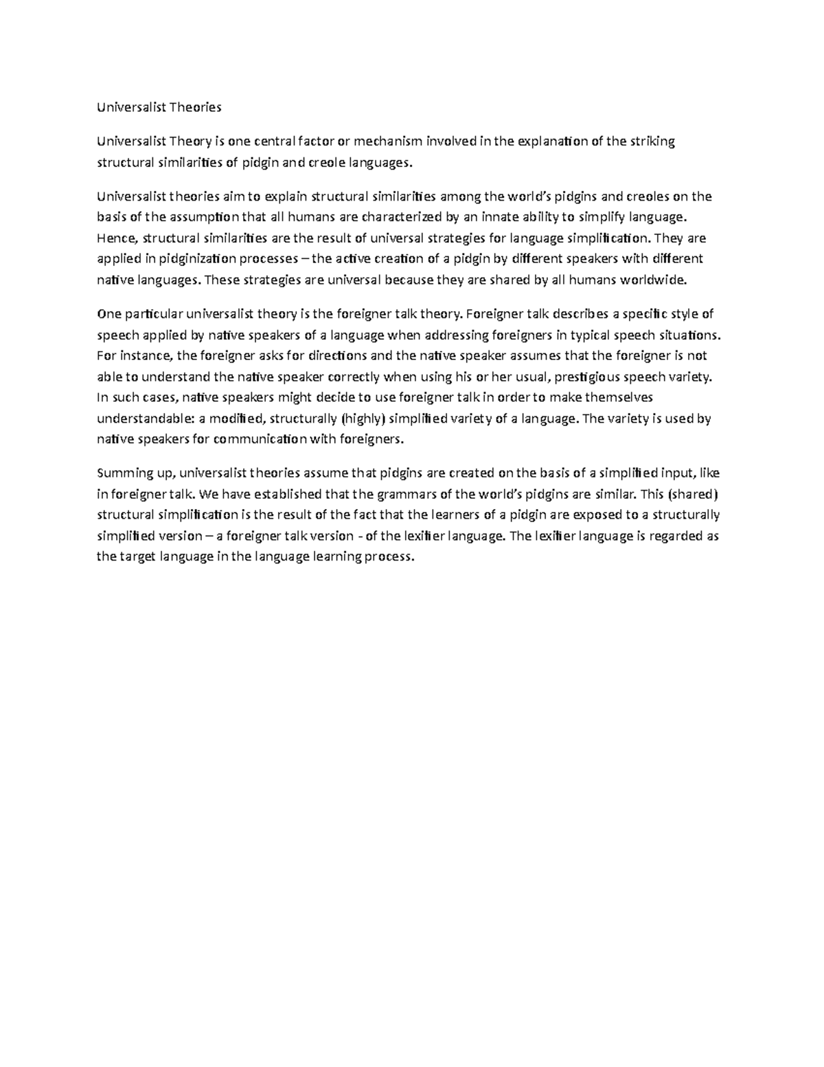 Universalist Theory - This lecture is a sum up of everything you need ...