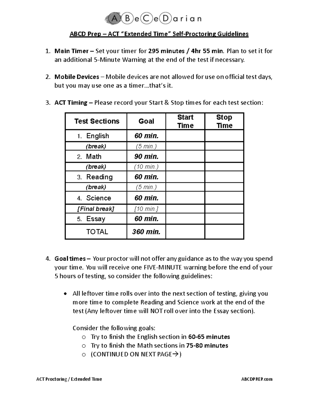 ACT Extended Time Proctoring 2017 - ACT Proctoring / Extended Time ...