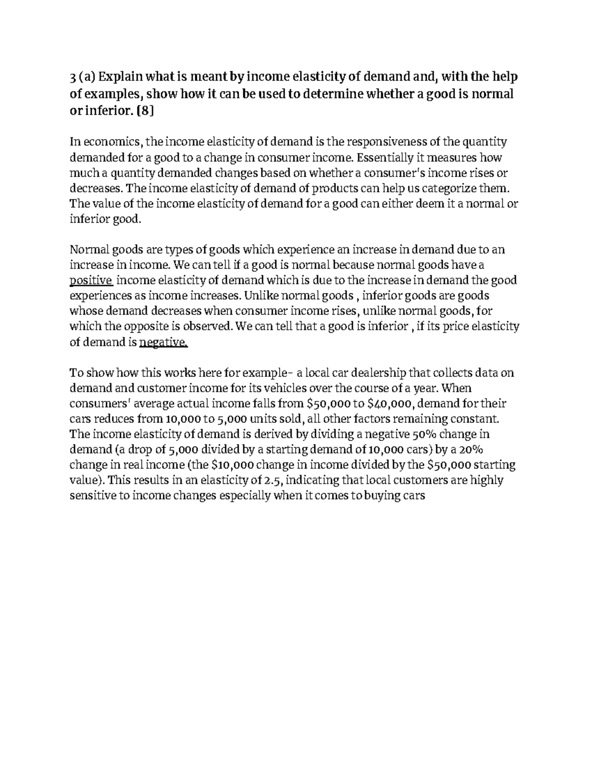 AS economics essay examples - 3 (a) Explain what is meant by income ...