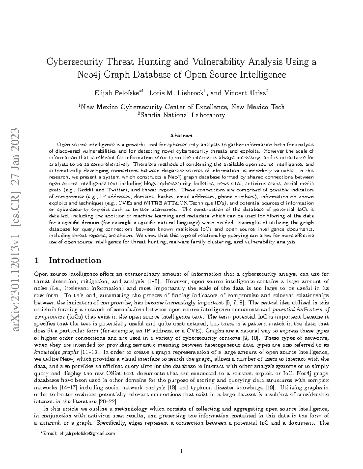2301 - Cybersecurity Threat Hunting and Vulnerability Analysis Using a ...