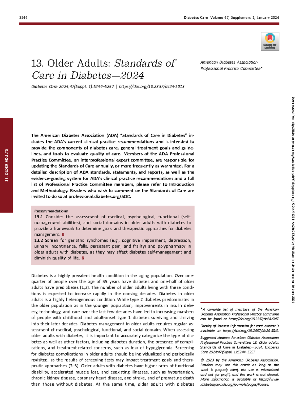 Dc24s013 - ....... - 13. Older Adults: Standards of Care in Diabetes ...