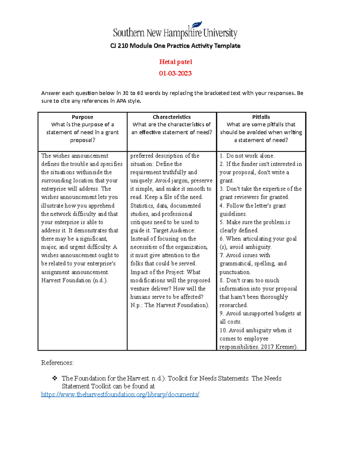 1-2 Practice Activity - n/a - CJ 210 Module One Practice Activity ...