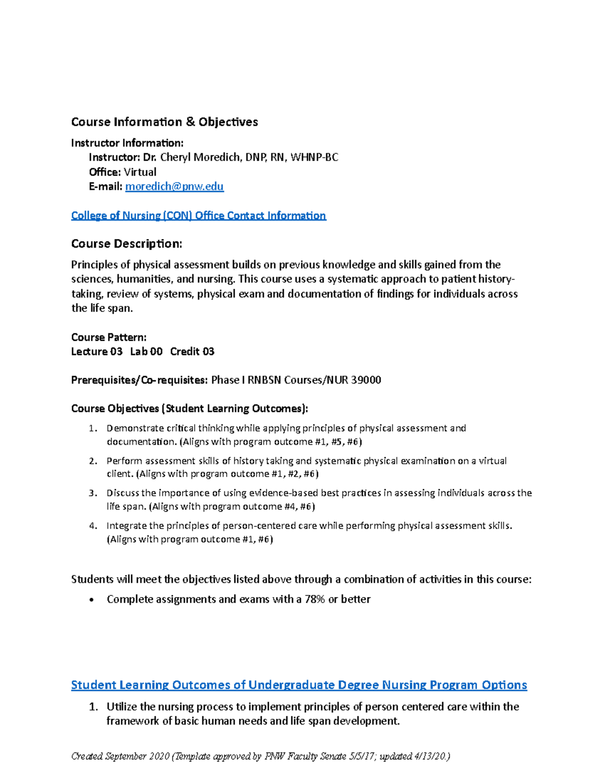 Syllabus - coursework - Course Information & Objectives Instructor Information: Instructor: Dr ...