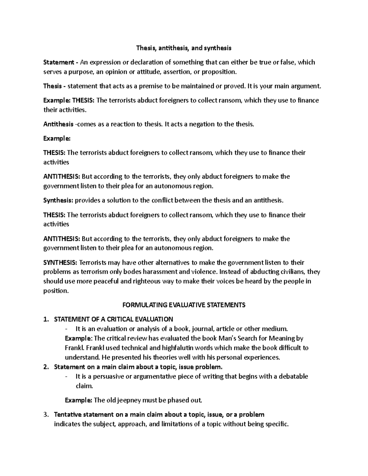 Thesis, antithesis, and synthesis - Science, Technology, Engineering ...