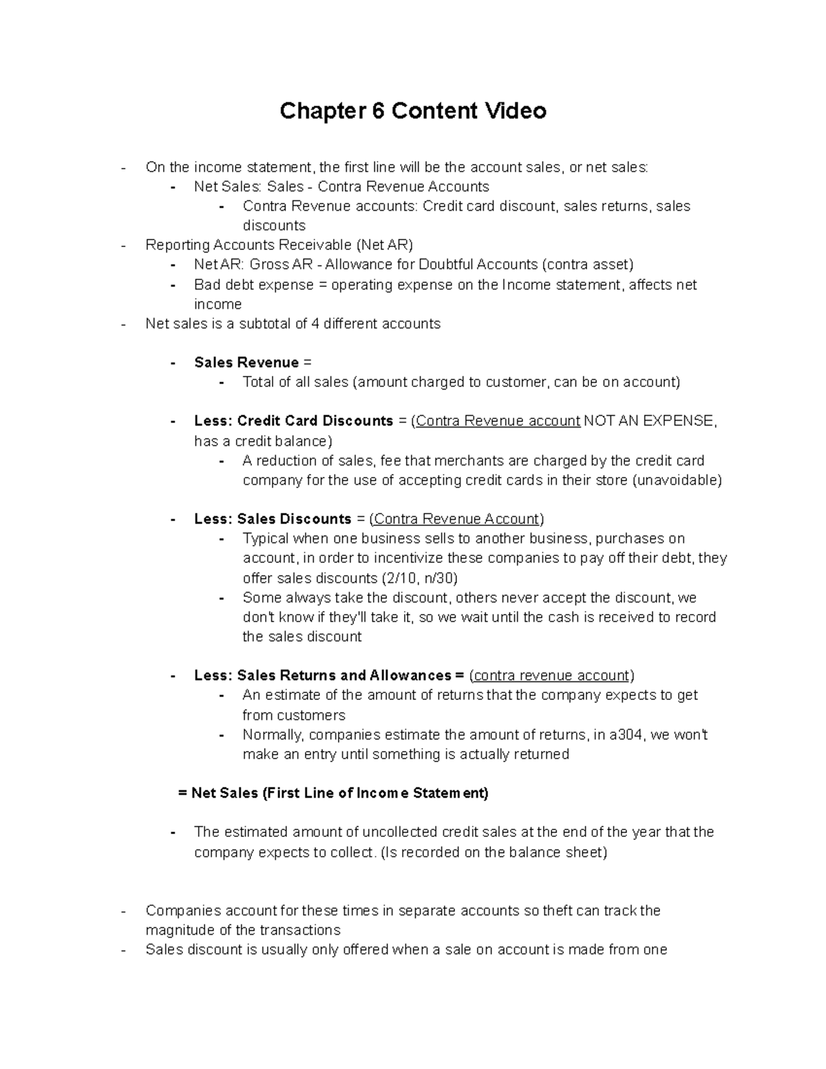A304 Chapters 6,7 and Appendix A Head Content Video Notes - Chapter 6 ...