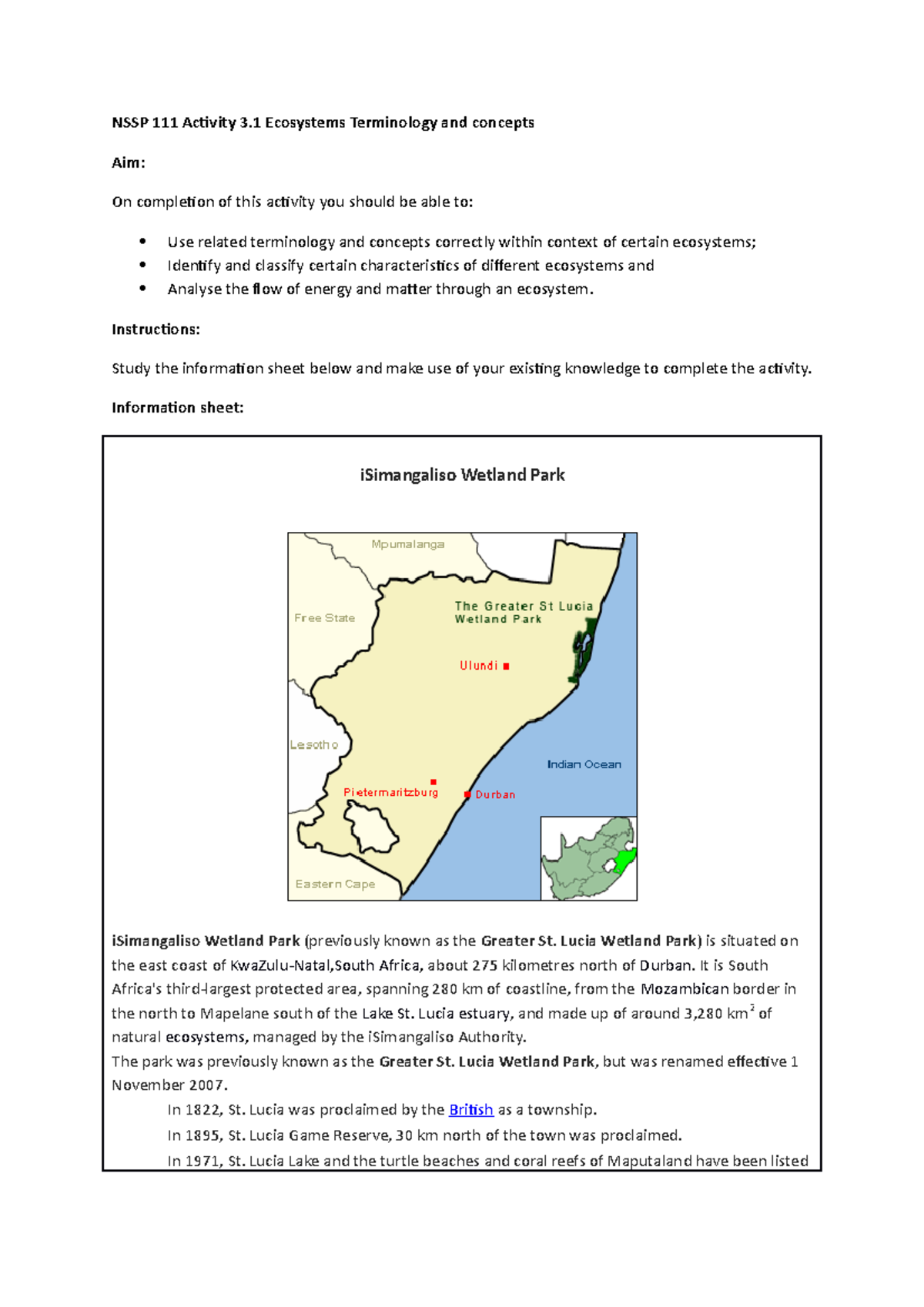 NSSP 111 Activity 3 - NSSPA 111 - NSSP 111 Activity 3 Ecosystems ...