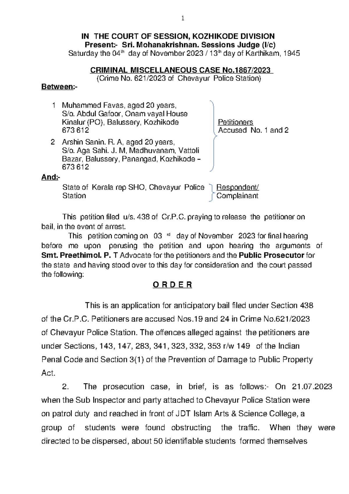 Display pdf - case law - IN THE COURT OF SESSION, KOZHIKODE DIVISION ...