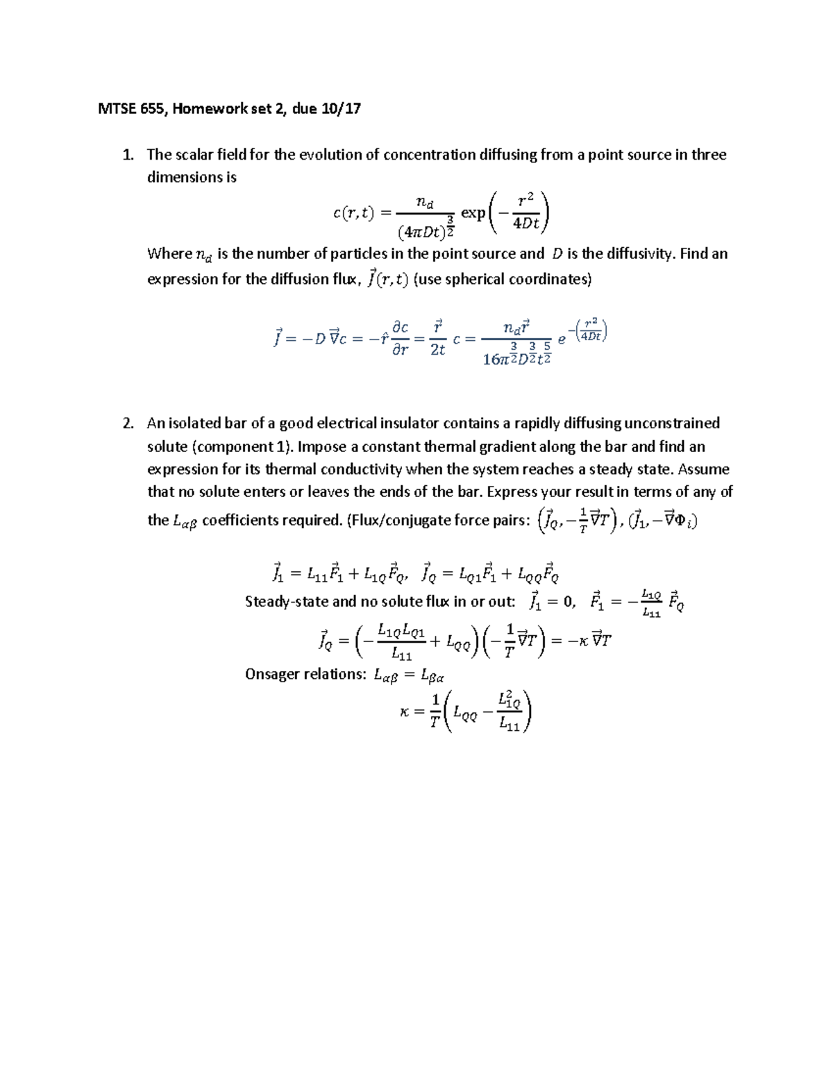 0 Homework Set 2 Solutions-1 - MTSE 655, Homework set 2, due 10/ The scalar field for the ...