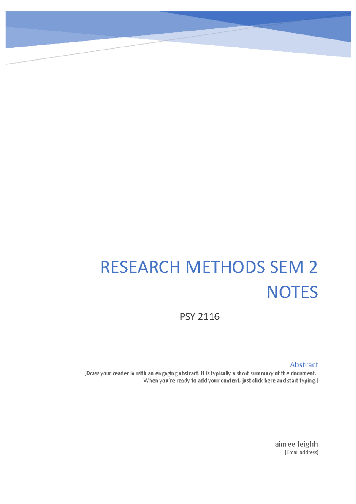 RM notes - Lecturer Andy Levy All Lectures - PSY1116 - EdgeHill - Studocu