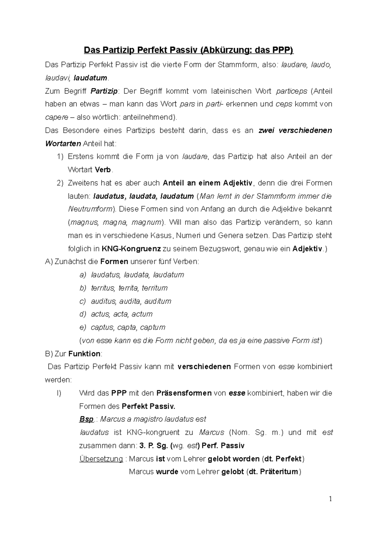 Lektion+16-17+Partizipialstrukturen+(PPP+und+PPA+als+pc+und+abl - Das Partizip Perfekt Passiv ...