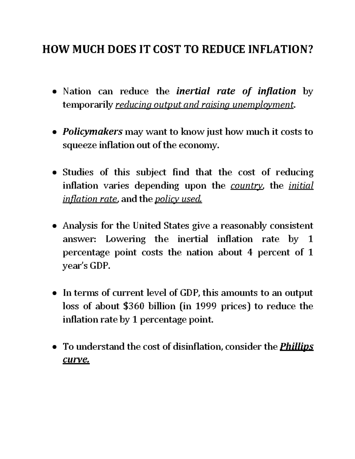 How much does it cost to Reduce Inflation? - HOW MUCH DOES IT COST TO ...