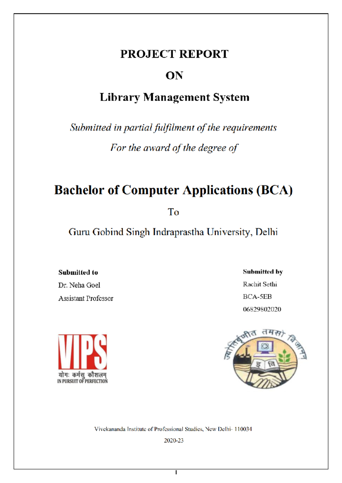 Library Managment Report PDF - ACKNOWLEDGEMENT I wish to express my gratitude to my ...