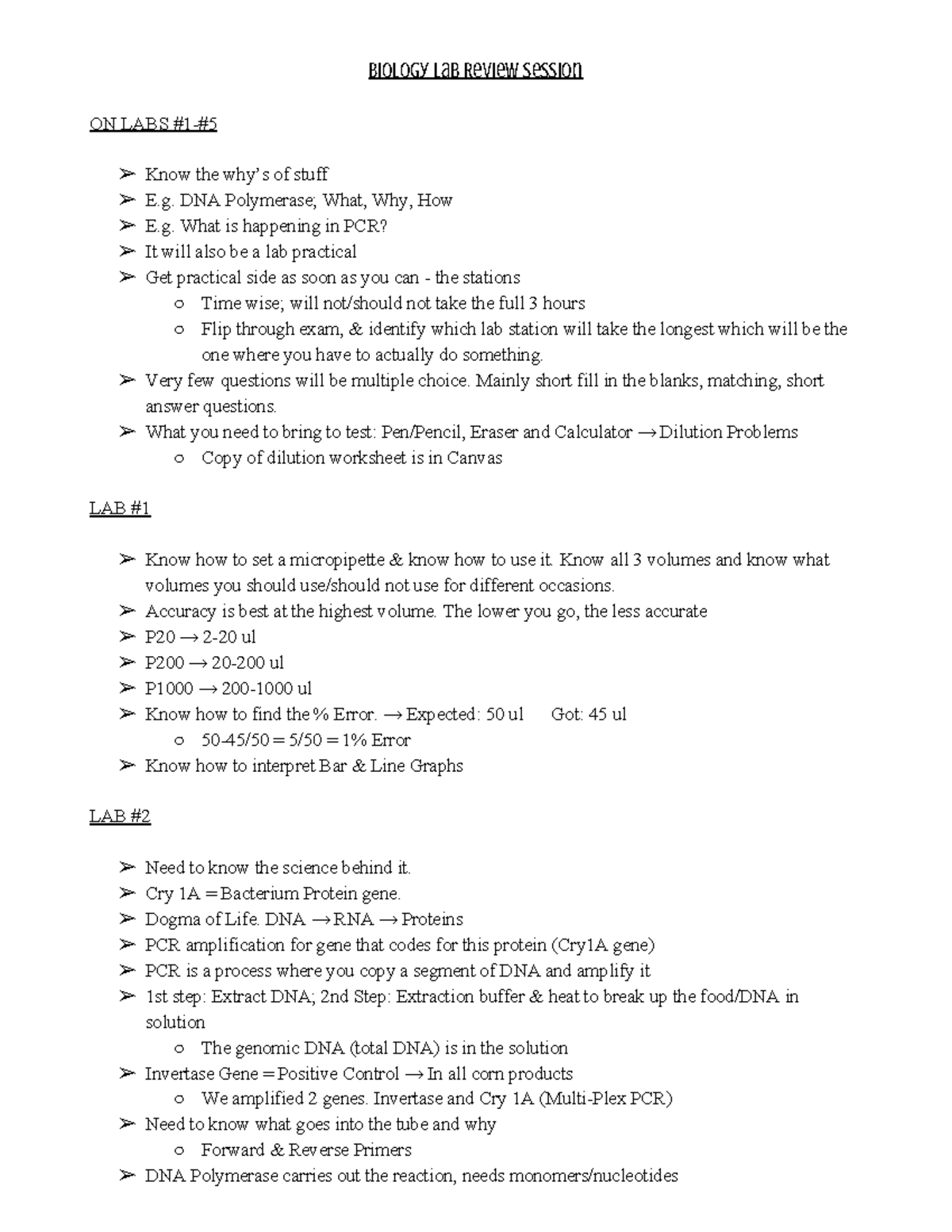 Biology Review - Dr. Wilkinson - Biology Lab Review Session ON LABS #1 ...
