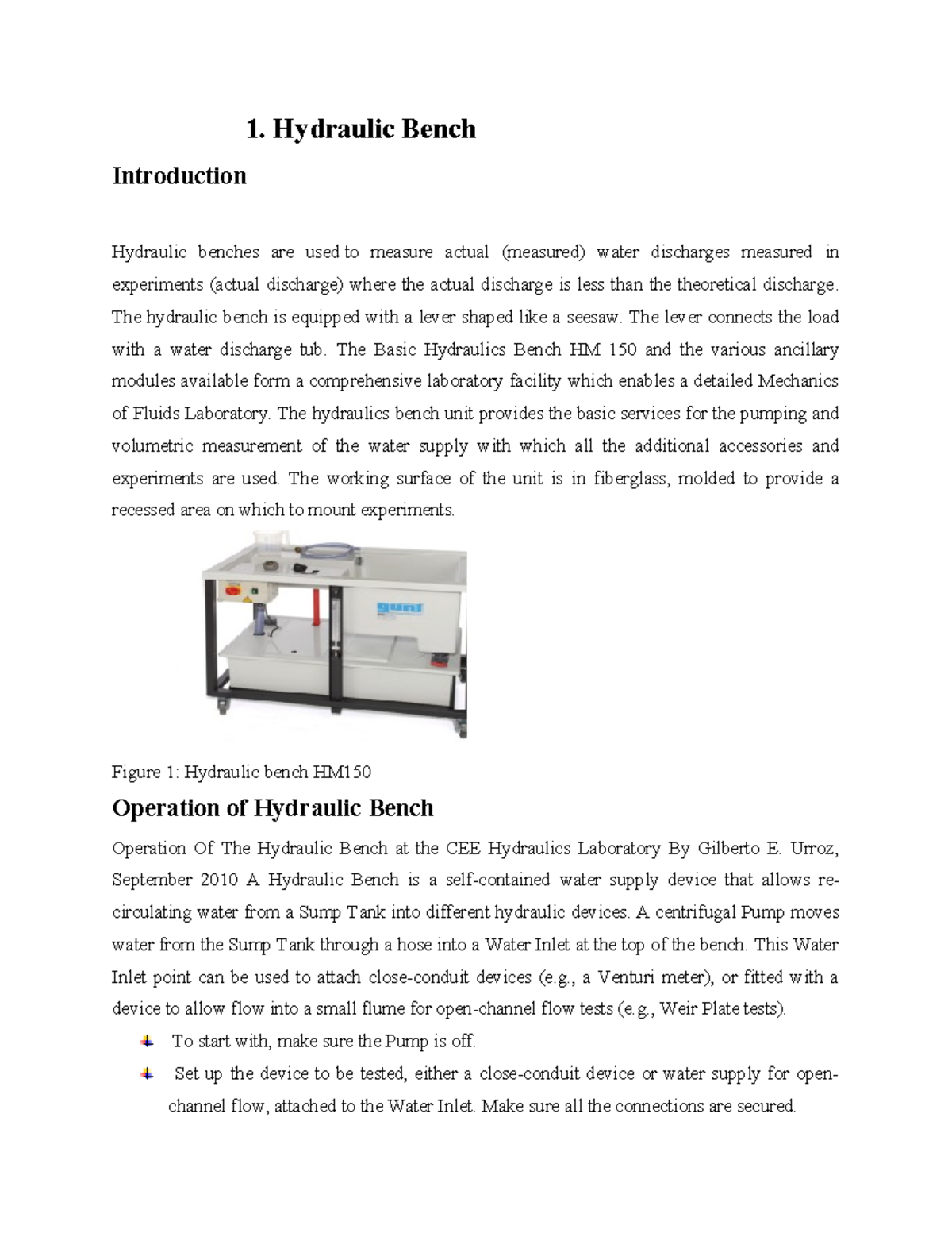 Radial fan - Hydraulic Bench Introduction Hydraulic benches are used to measure actual (measured ...