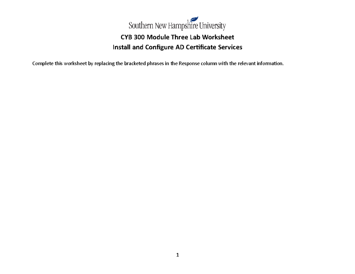 CYB 300 Module Three Lab Worksheet Zemas Howard - CYB 300 Module Three ...