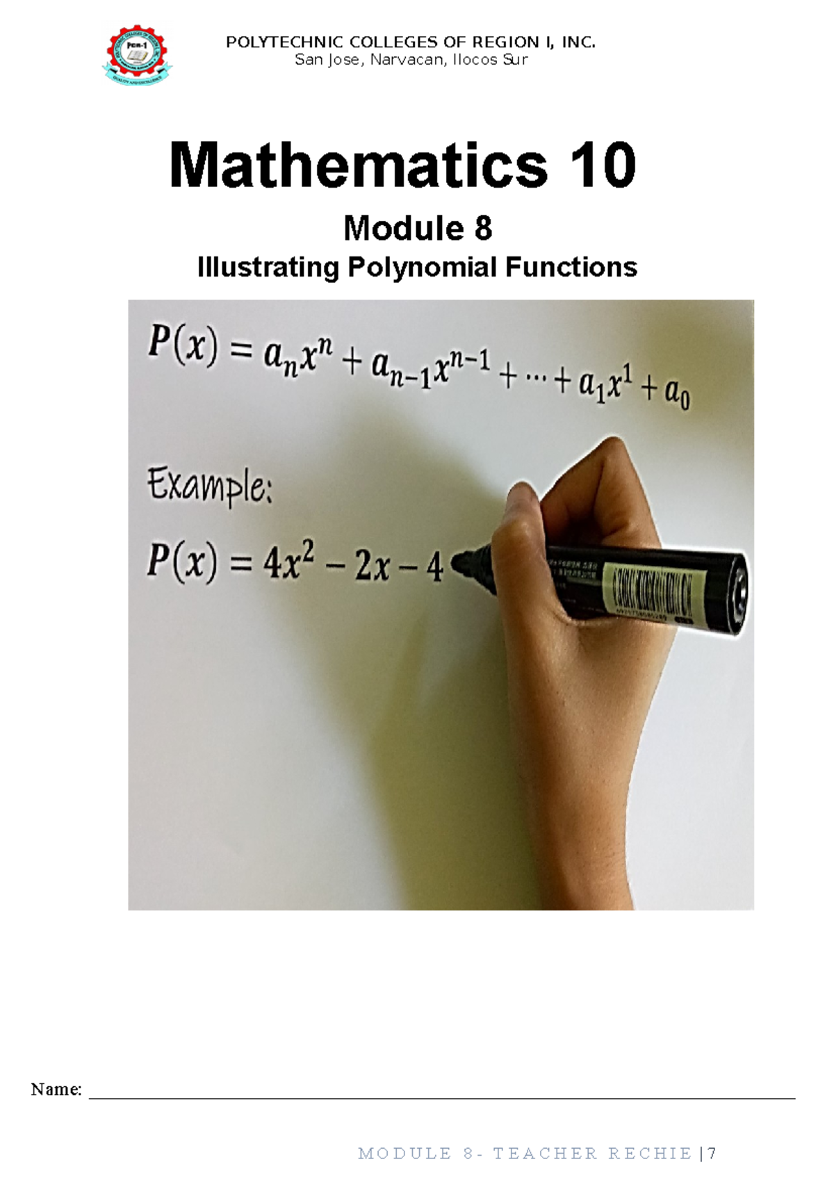 WEEK 8 Final Mathematics - Mathematics 10 Module 8 Illustrating ...