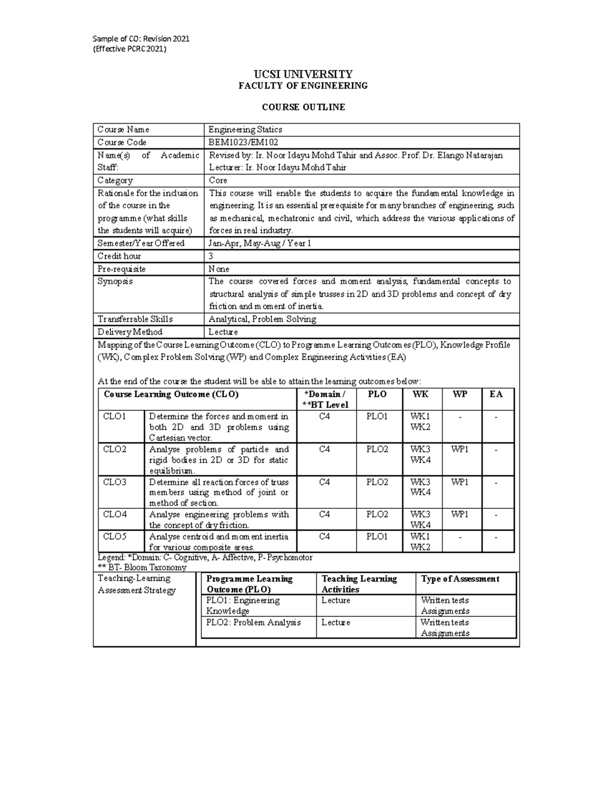 BEM1023 Course Outline 2022 May - (Effective PCRC 2021) UCSI UNIVERSITY ...
