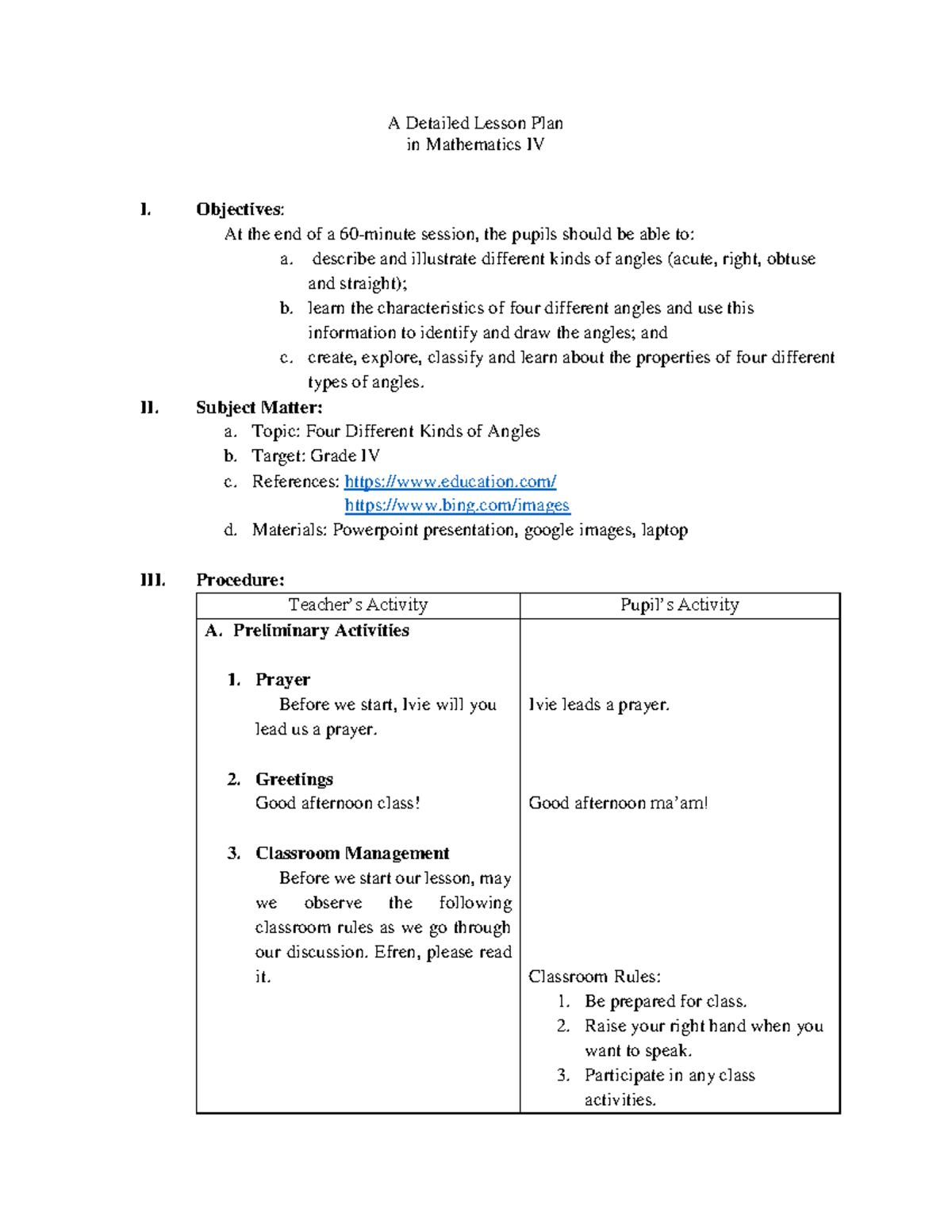 LP Lagasca, Melanie F - A Detailed Lesson Plan in Mathematics IV I ...