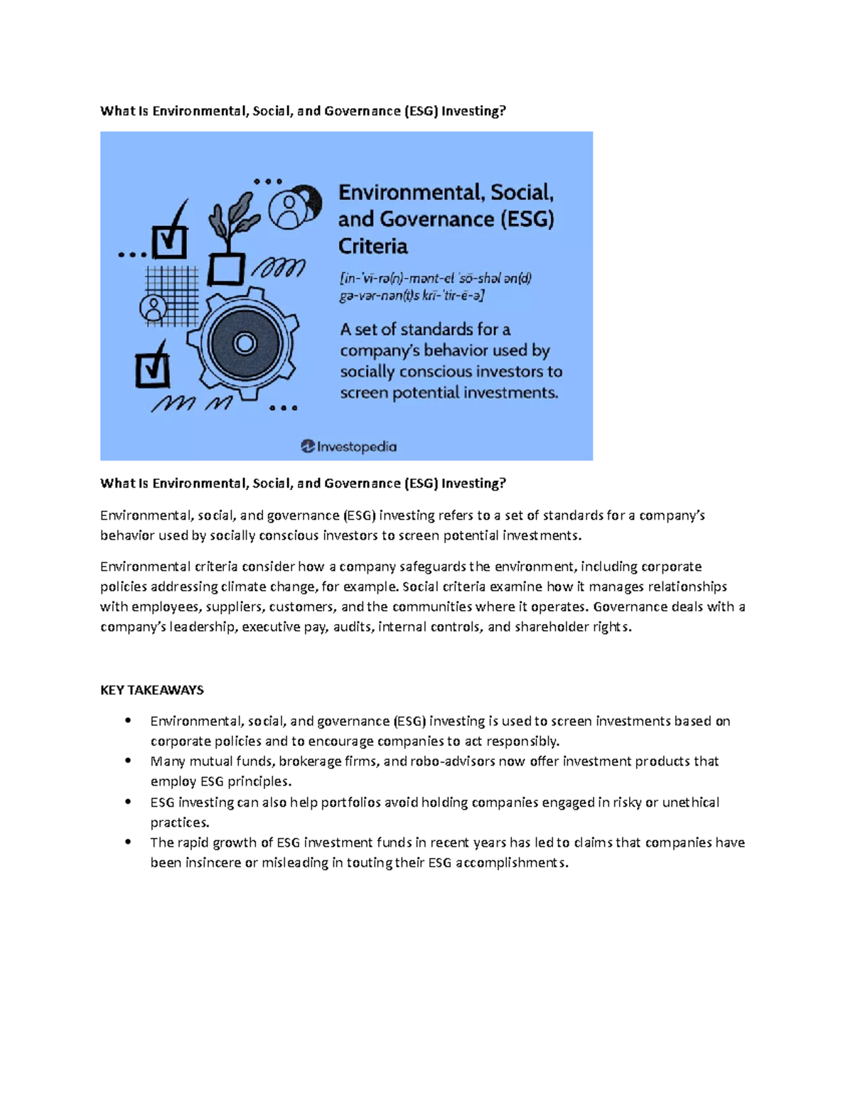 1.10.1 What is ESG - What Is Environmental, Social, and Governance (ESG ...