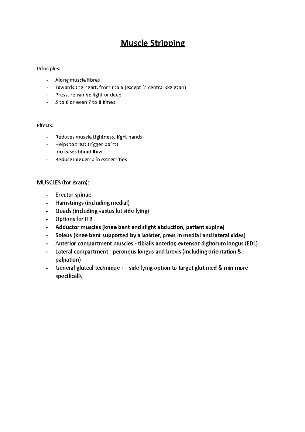 Muscle Stripping Soft Tissue Summary - Muscle Stripping Principles ...