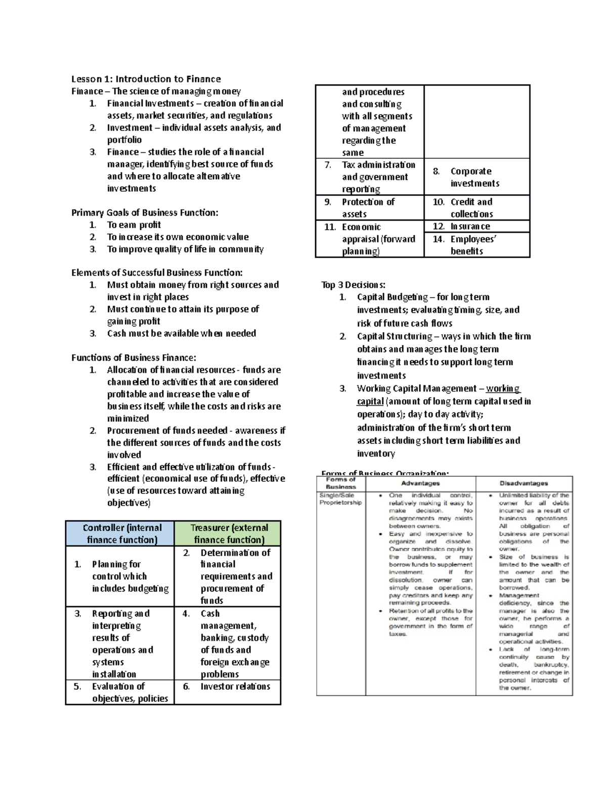 Business Finance Reviewer - Lesson 1: Introduction to Finance Finance ...