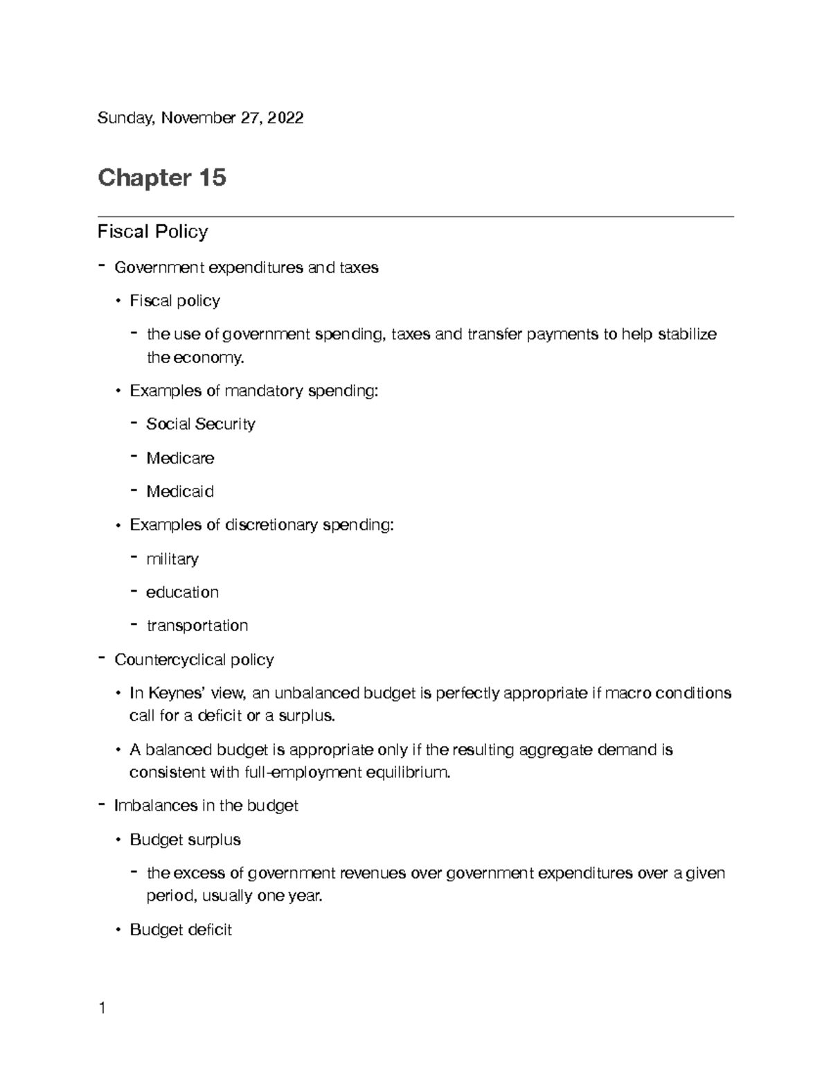 economics chapter 15 - Sunday, November 27, 2022 Chapter 15 Fiscal ...