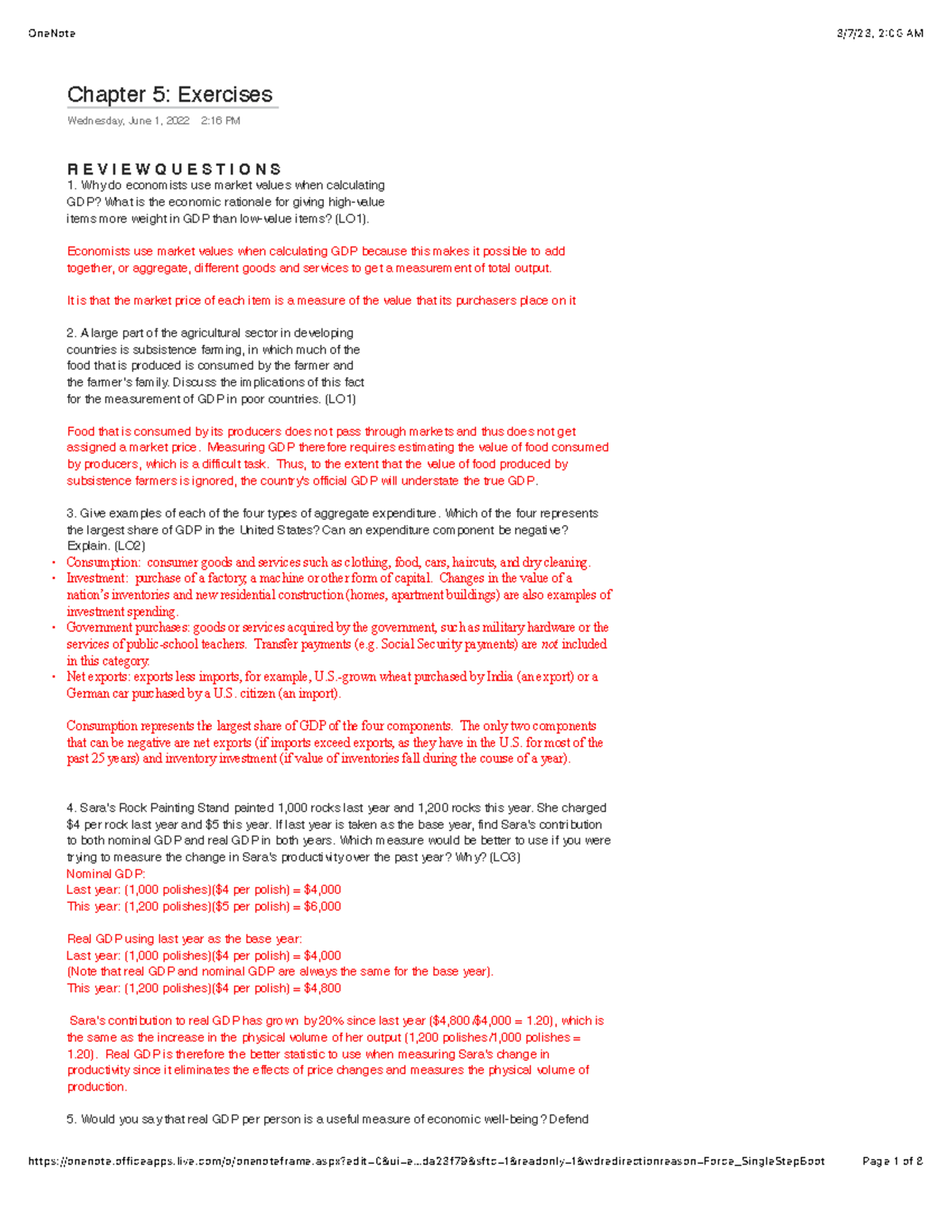 Chapter 5 Exercises - Chapter 5: Exercises Wednesday, June 1, 2022 2:16 ...