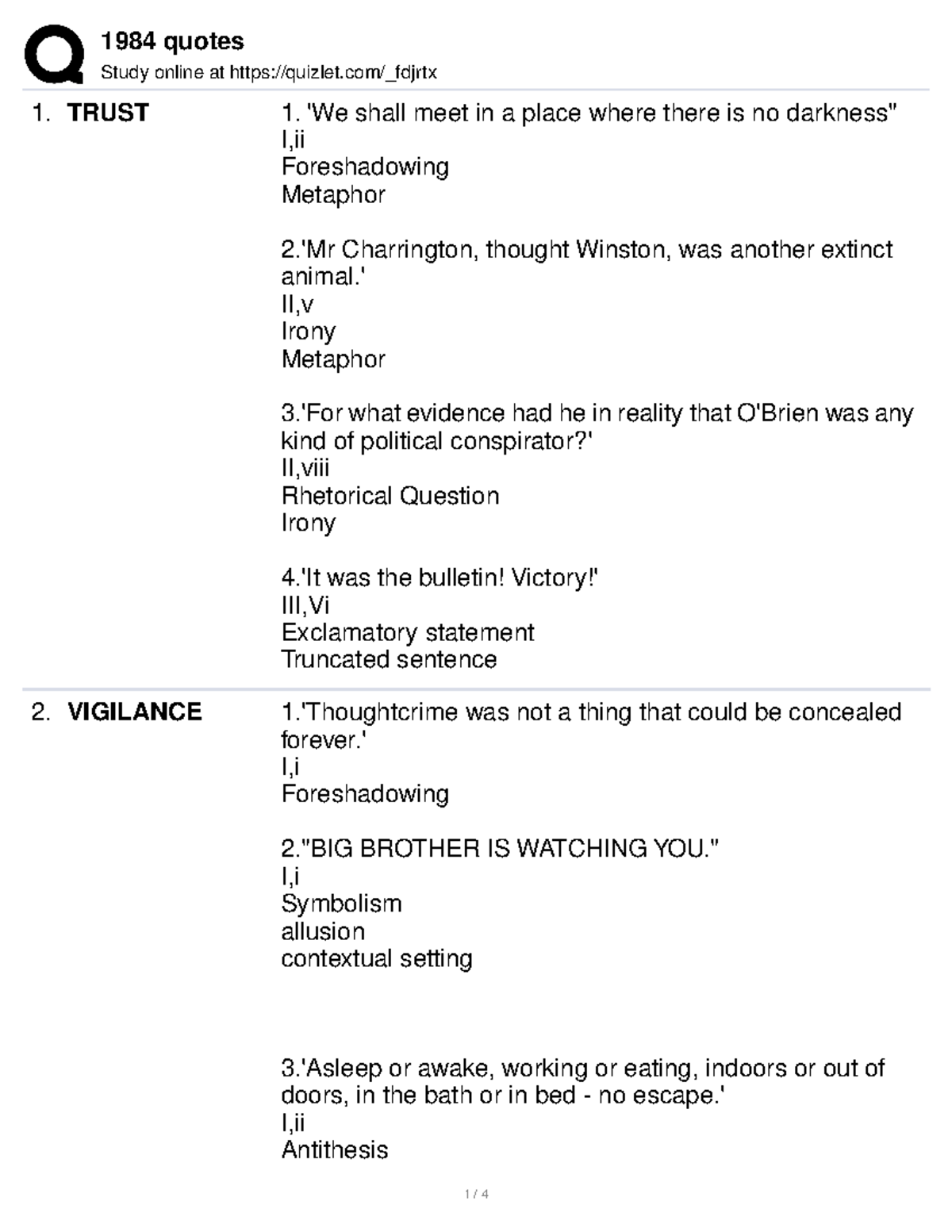 1984 key quotes v2 - Study online at quizlet/_fdjrtx TRUST 1. 'We shall ...
