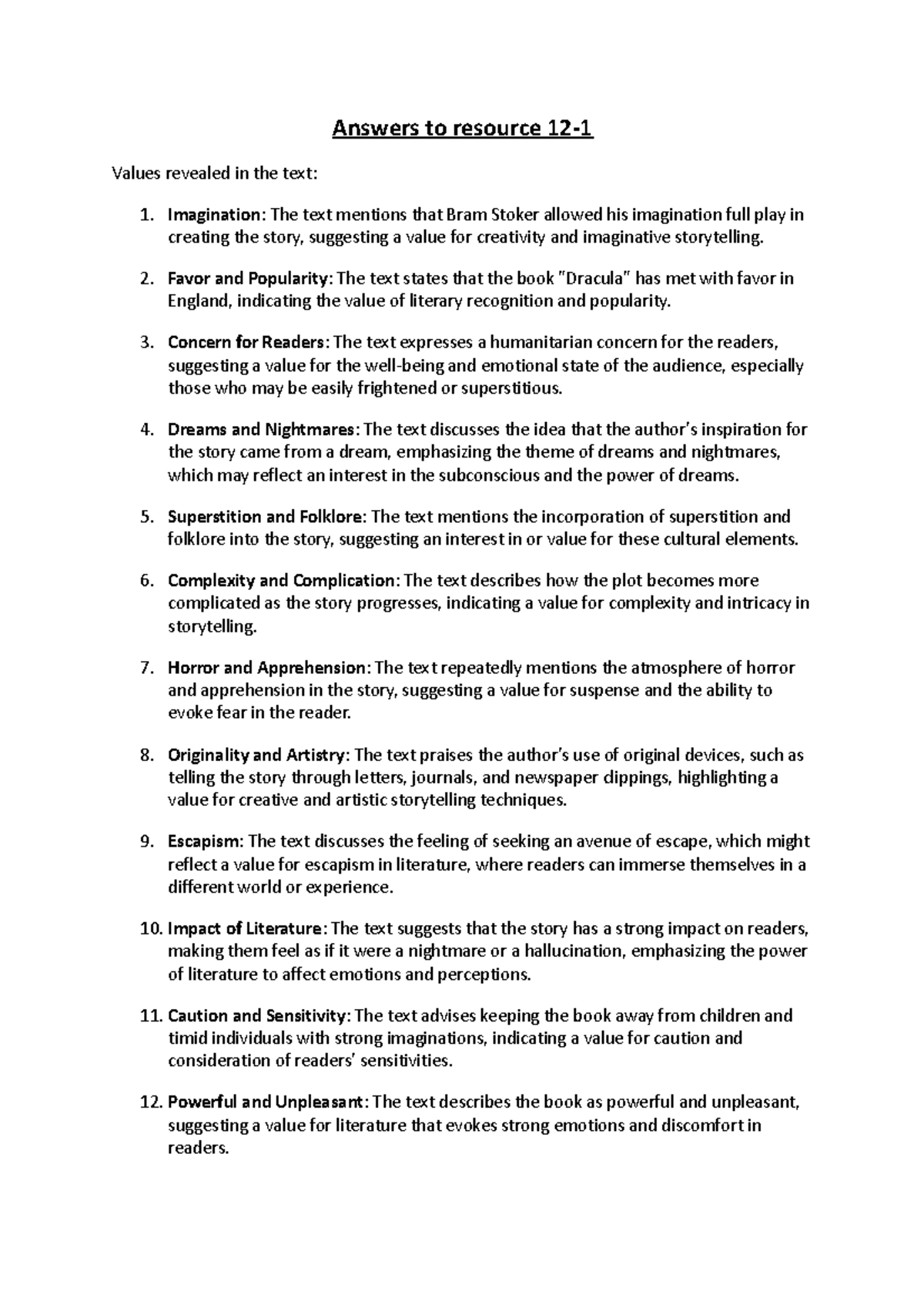 The Lost Boys - film - study responses - Answers to resource 12- Values ...