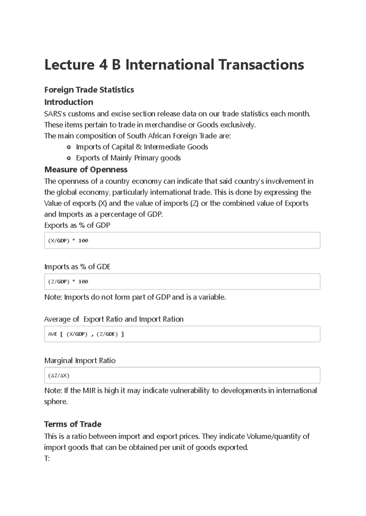 Lecture 4 B International Transactions - Lecture 4 B International ...