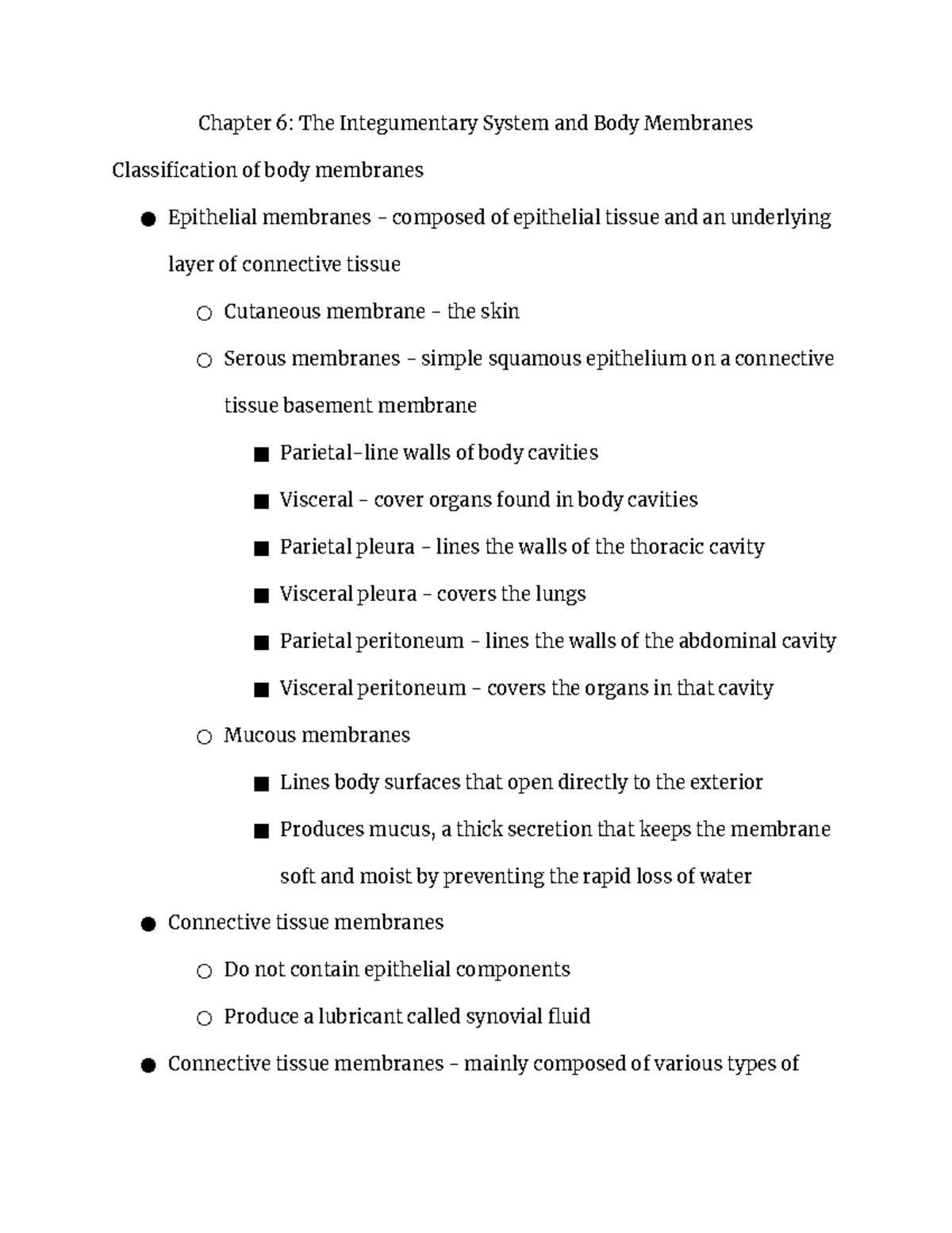 Chapter 6 - The Integumentary System and Body Membranes - Chapter 6 ...