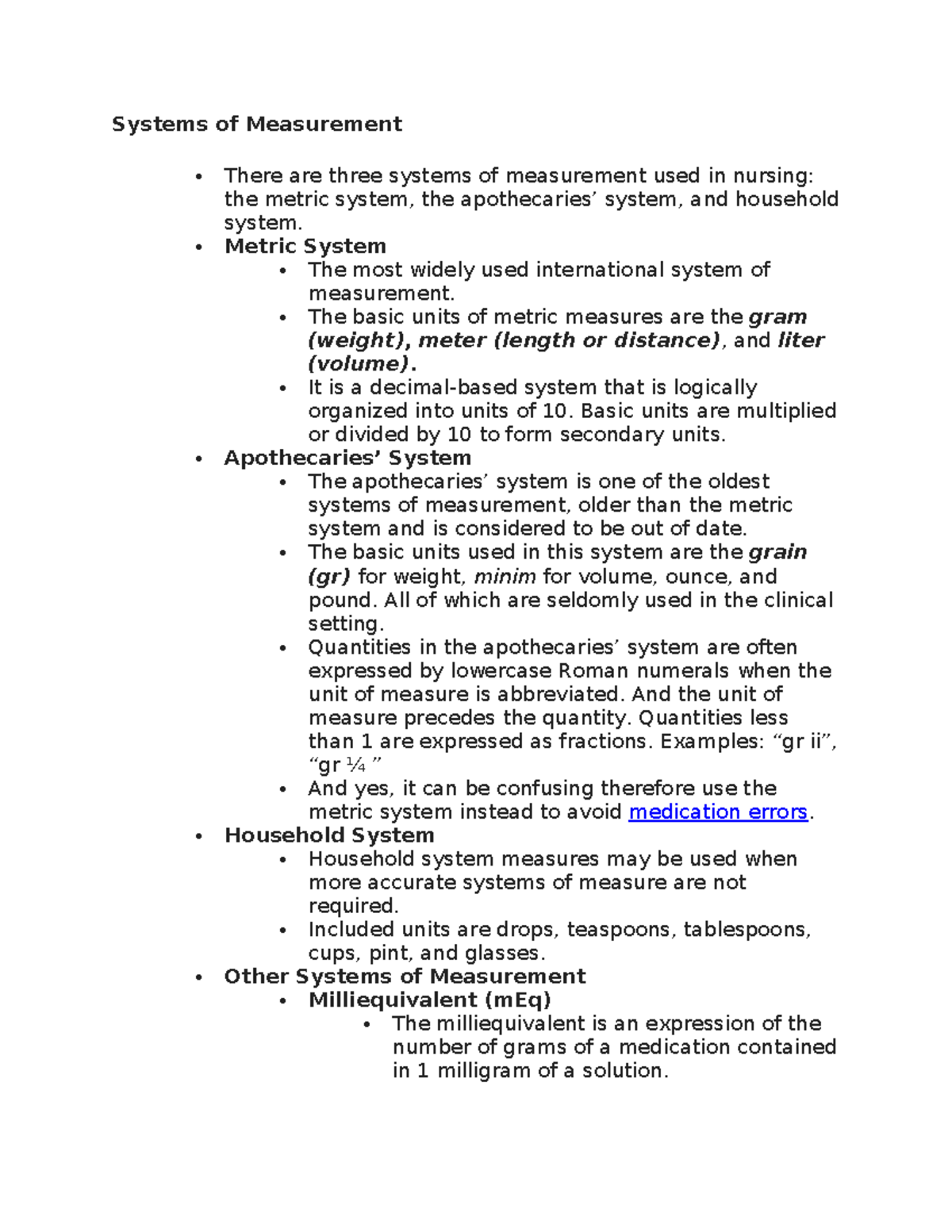Systems of Measurement - Metric System The most widely used ...