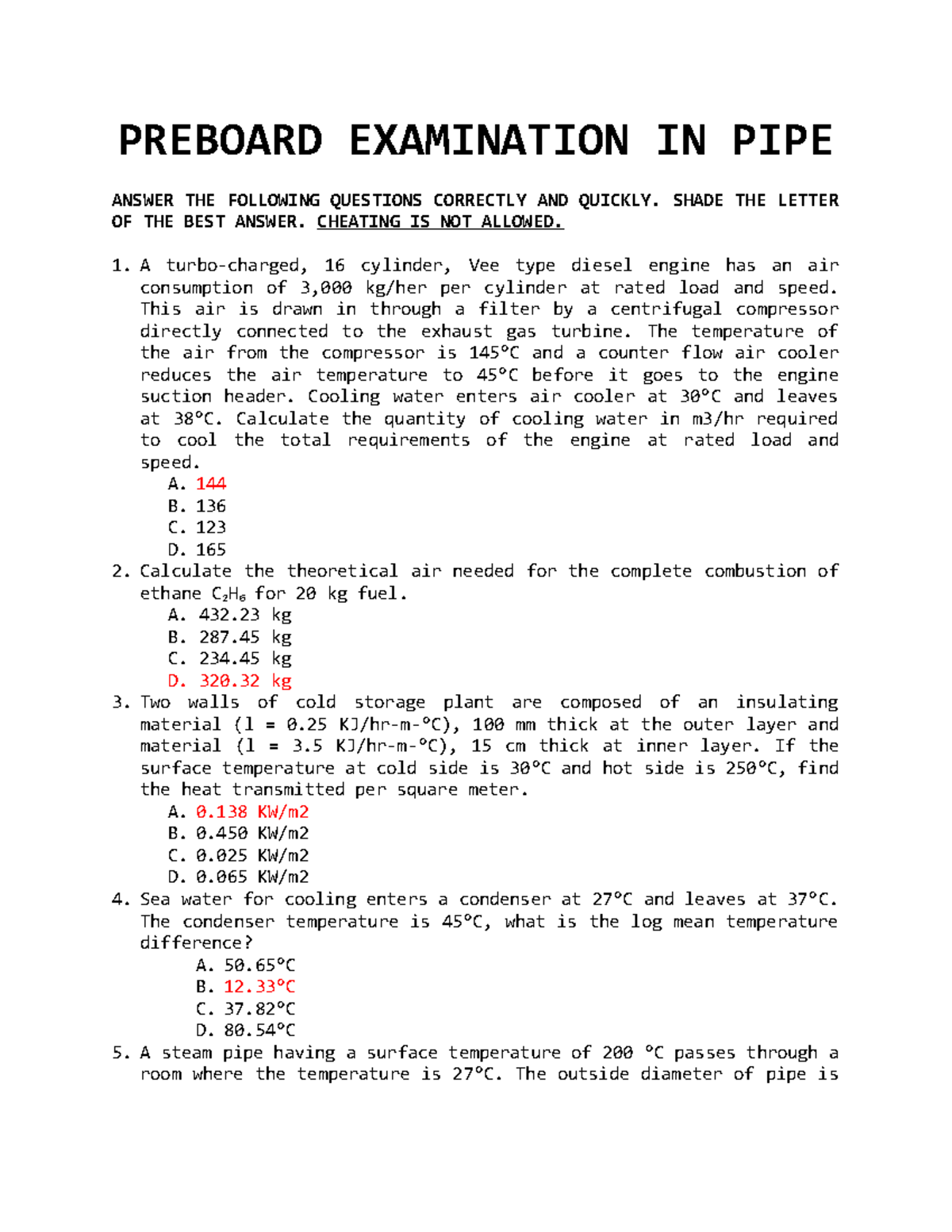 Sample/practice exam 3 January 2019, questions - PREBOARD EXAMINATION ...