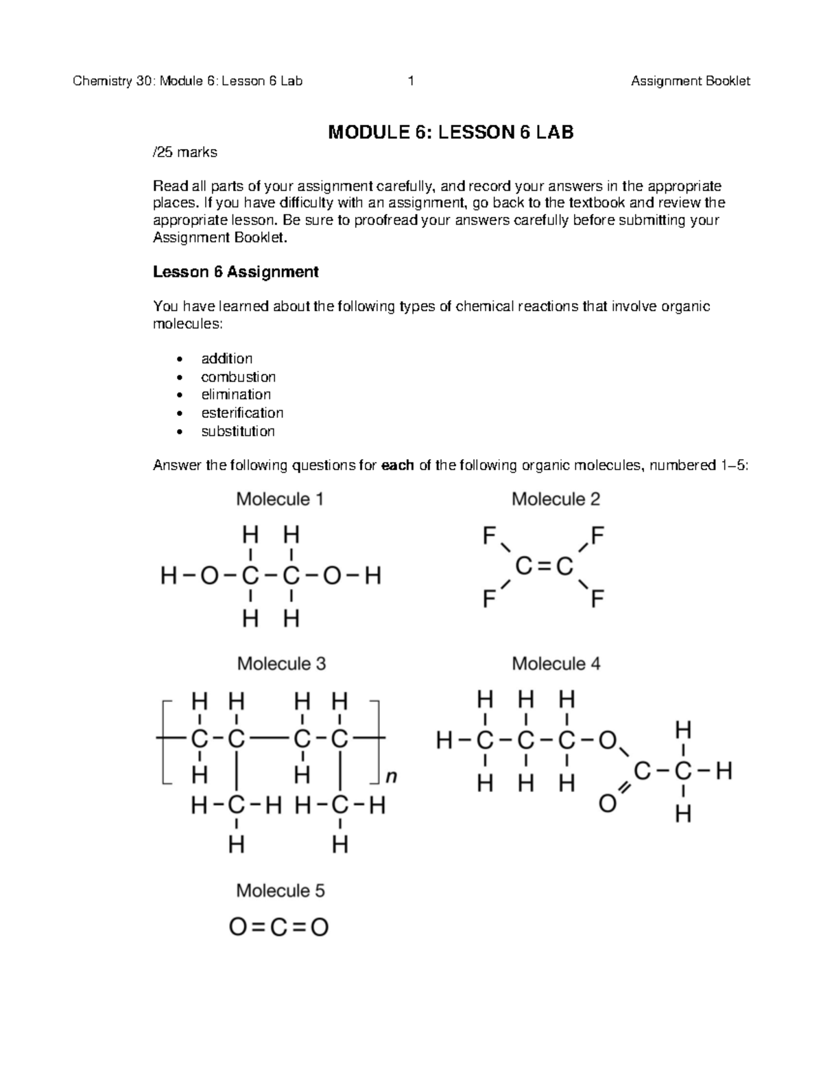 Lab Module 6 Lesson 6 Lab - Chemistry 30: Module 6: Lesson 6 Lab 1 ...