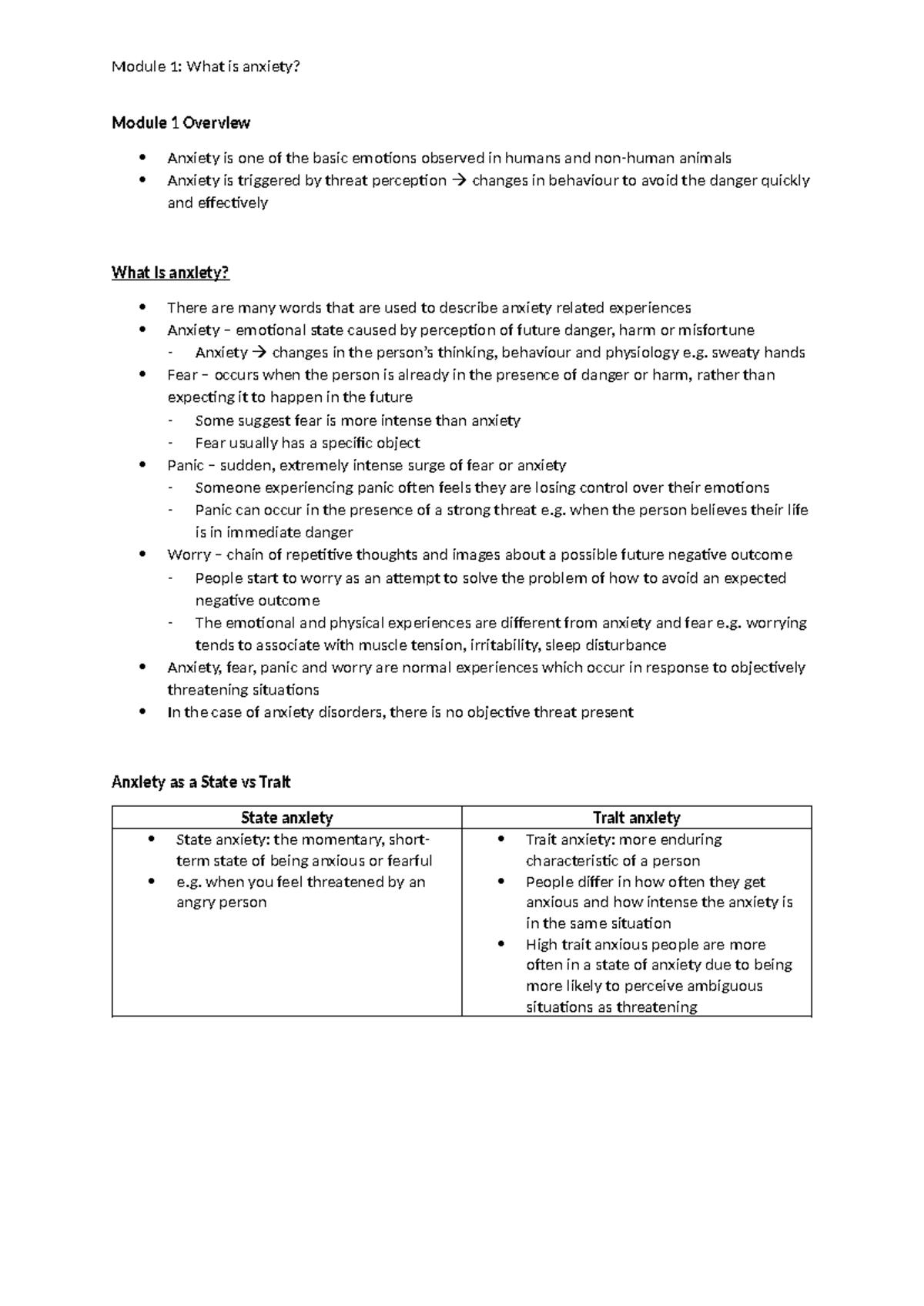 OLET1634 - Module 1 - What is anxiety - Module 1 Overview Anxiety is ...