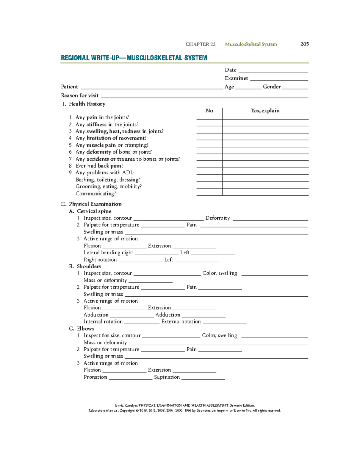 Lab Musculoskeletal - lab - CHAPTER 22 Musculoskeletal System 205 ...