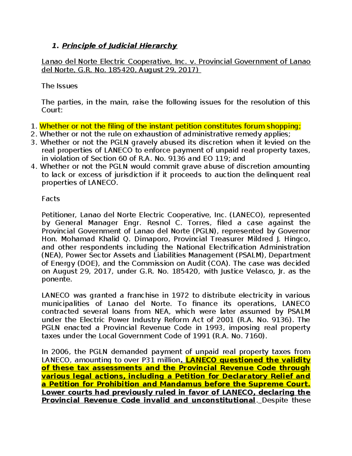 Civil Procedure (Remedial law Review 1) Assigned Cases For Reporting ...
