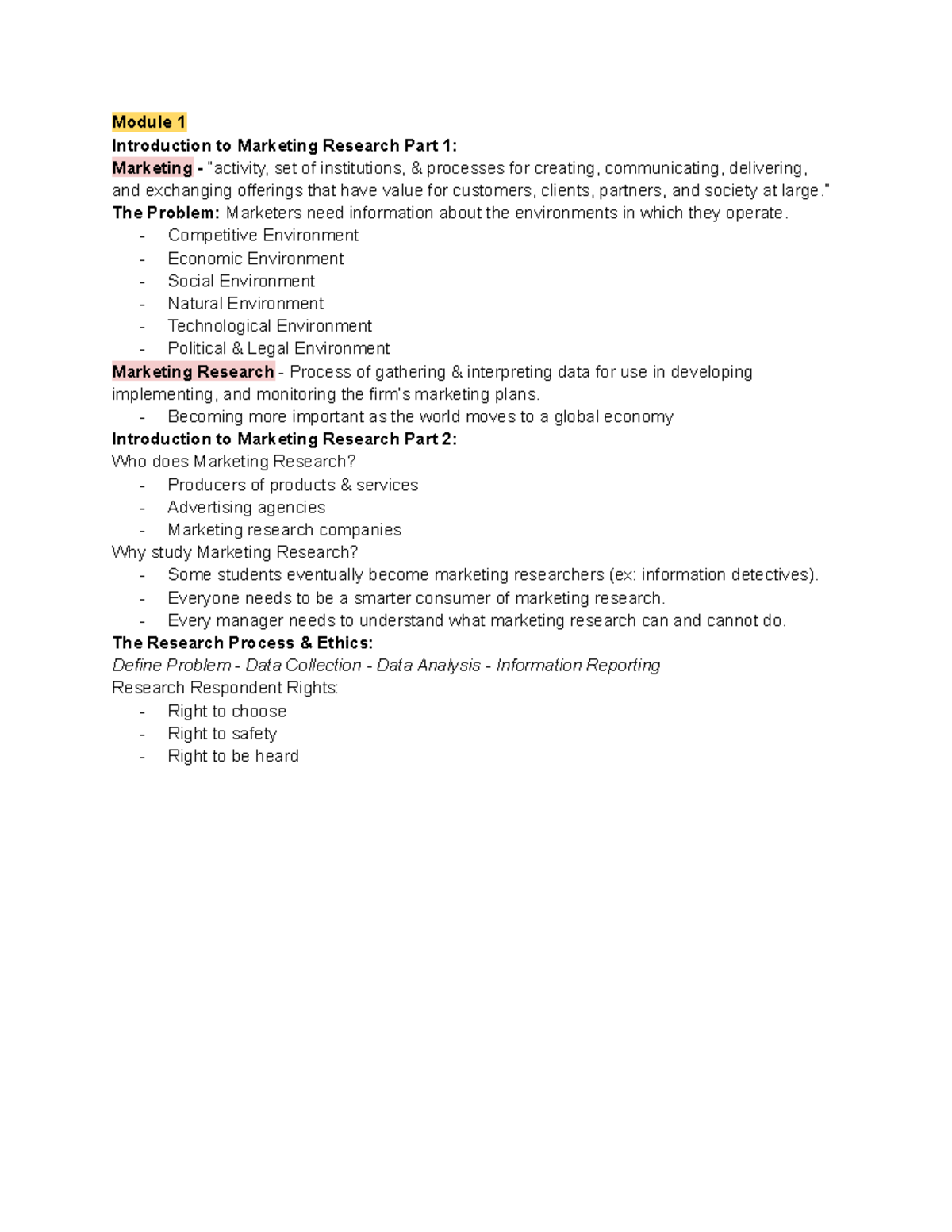 Marketing 310 Lectures - Module 1 Introduction to Marketing Research ...