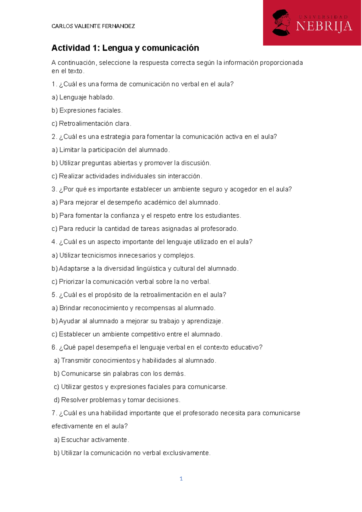 Valiente Fernandez Carlos - Actividad 1: Lengua y comunicación A ...