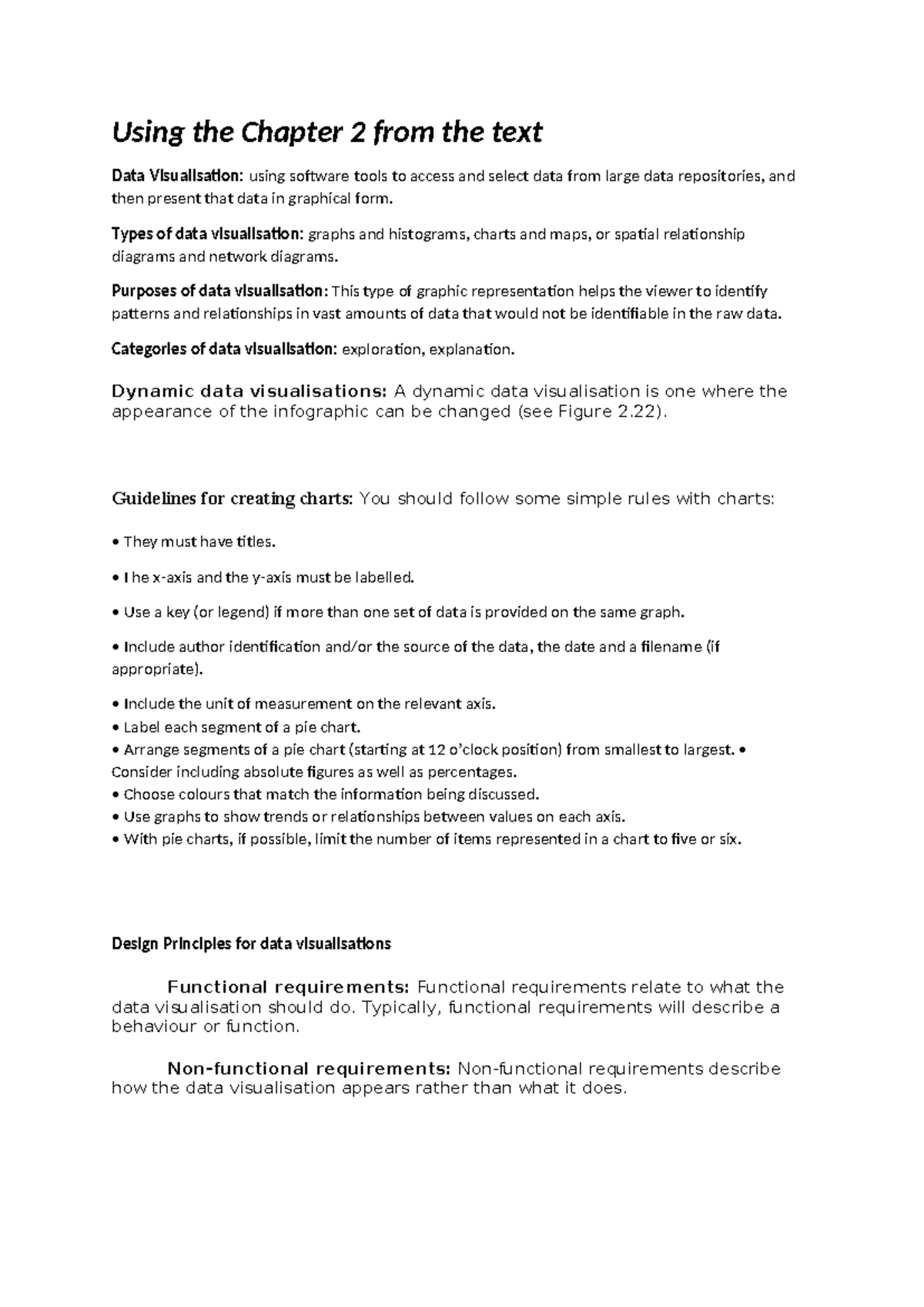 Chapter 2 Summary - Using the Chapter 2 from the text Data ...