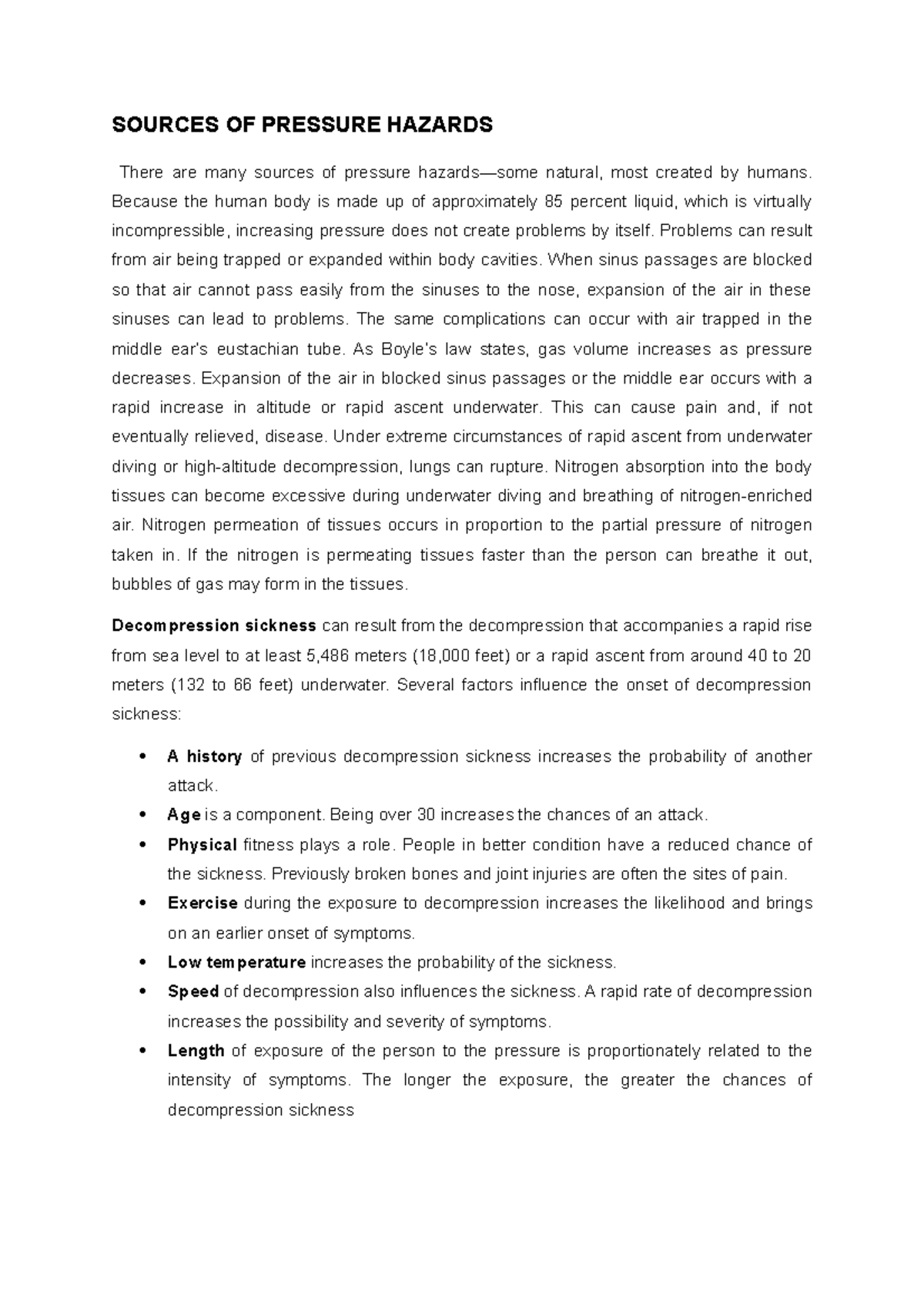 Sources OF Pressure Hazards - SOURCES OF PRESSURE HAZARDS There are ...