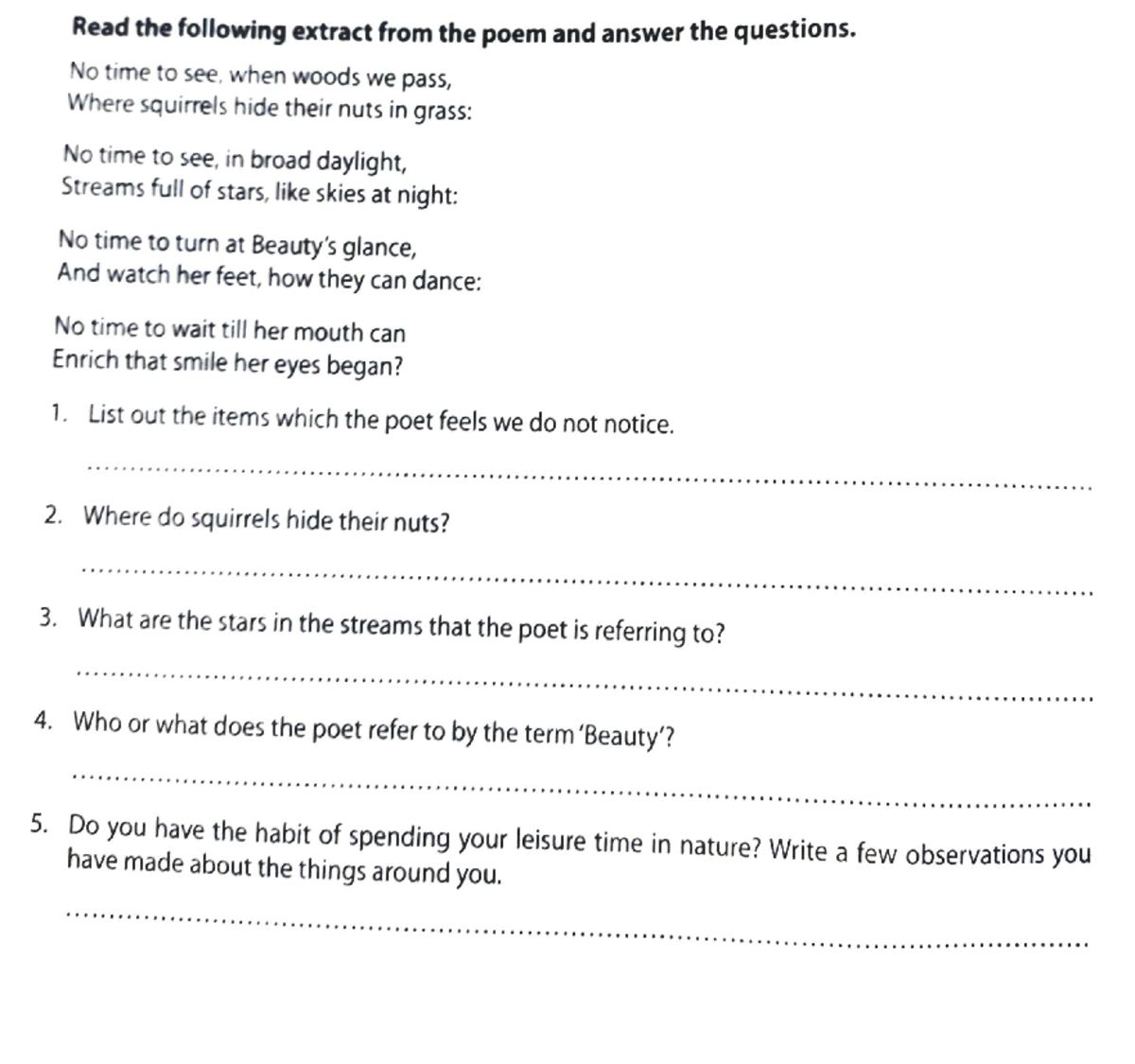 Unit 2 - Revision - Read the following extract from the poem and answer ...