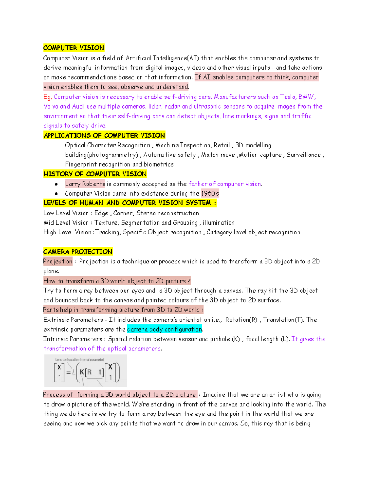 Computer Vision 1 - Lecture notes 1 - COMPUTER VISION Computer Vision ...