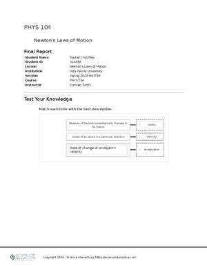 PHYS201 Homework Number 1 - Holy Family University PHYS-201 Fall 2023 ...