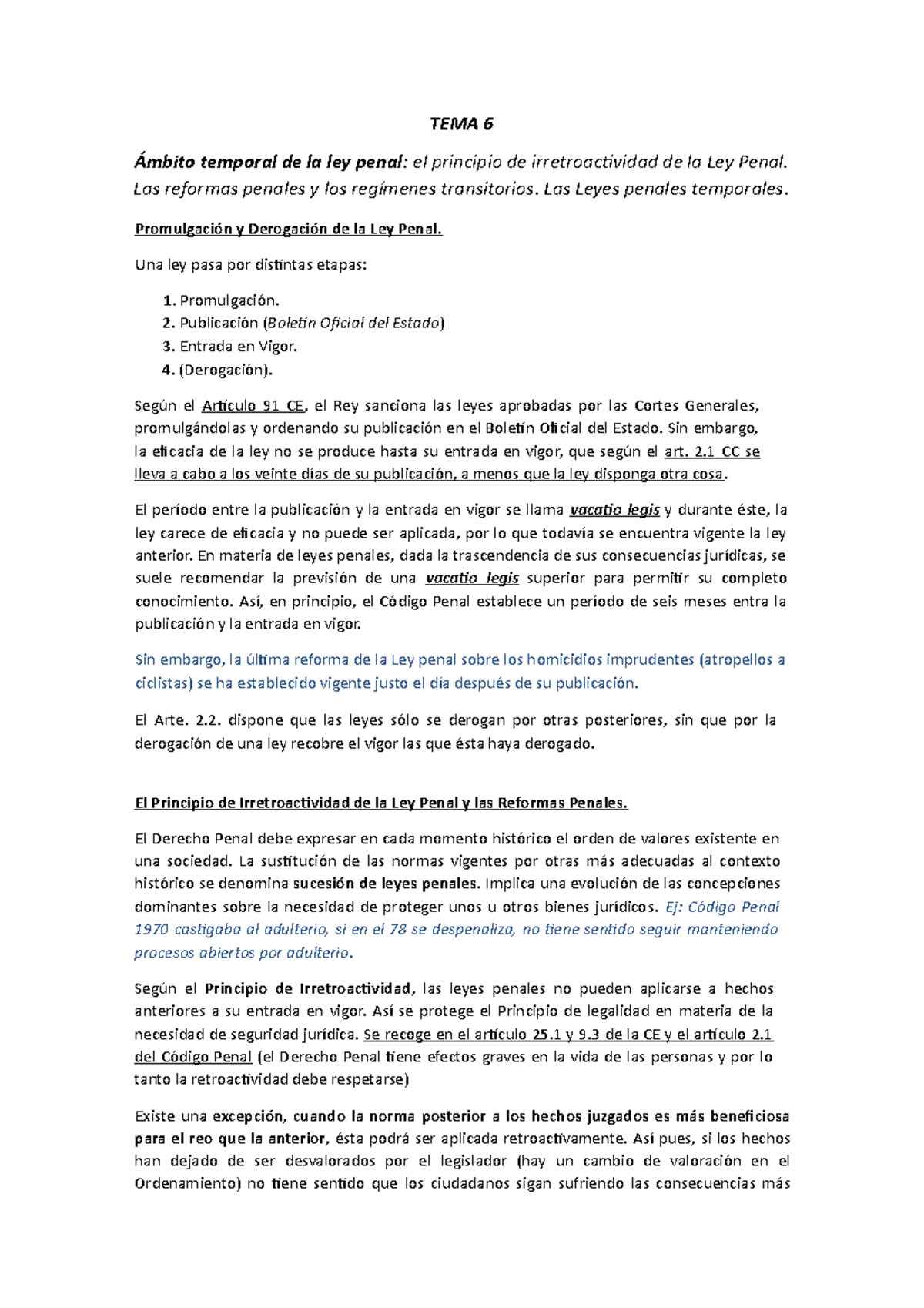 Tema 6 - ámbito temporal de la ley - TEMA 6 Ámbito temporal de la ley ...