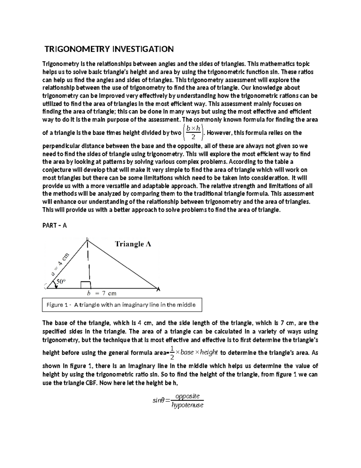 Mathematical Investigation- Trigonometry - TRIGONOMETRY INVESTIGATION ...