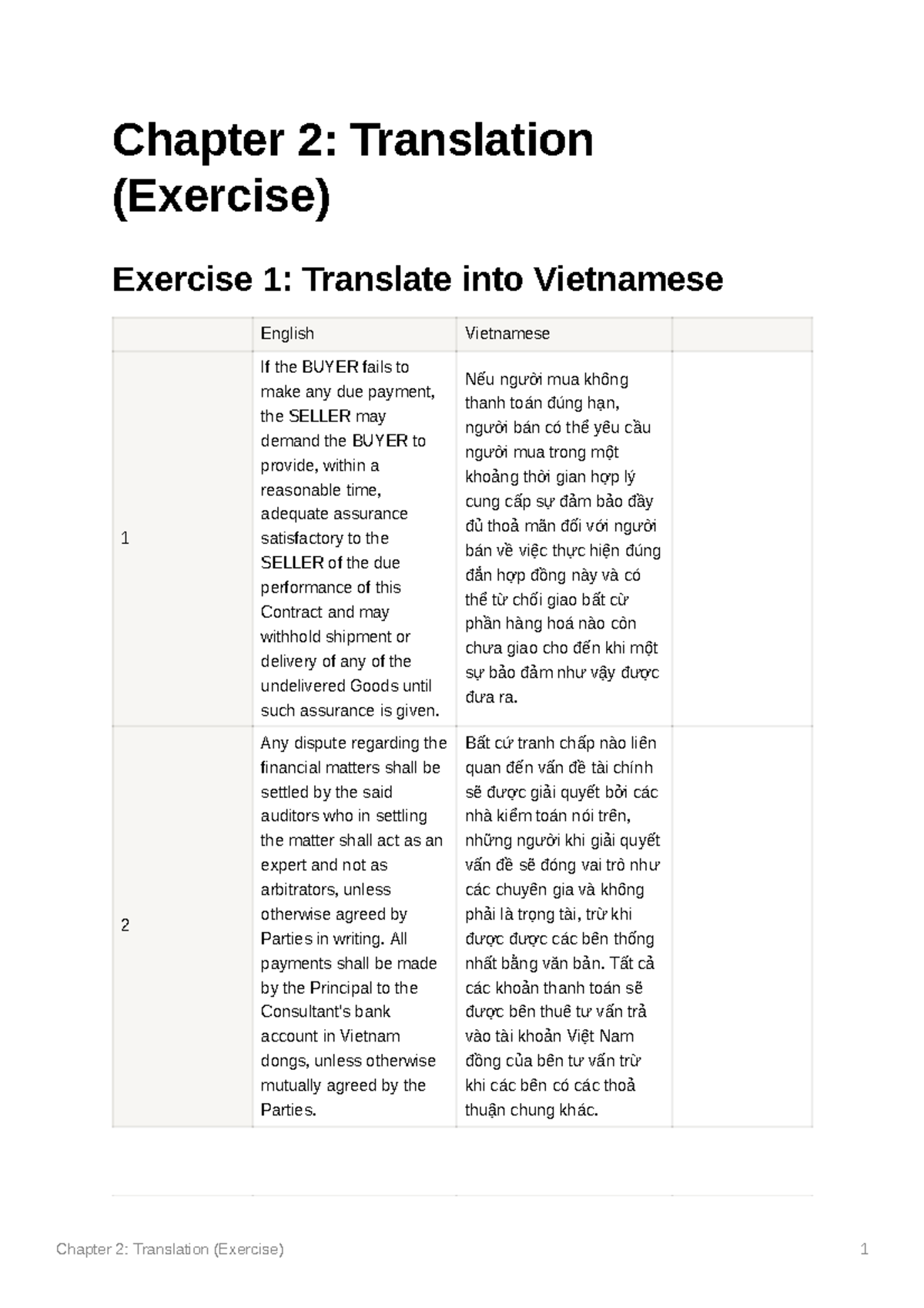 Chapter 2 Exercise - Chapter 2: Translation (Exercise) Exercise 1 ...