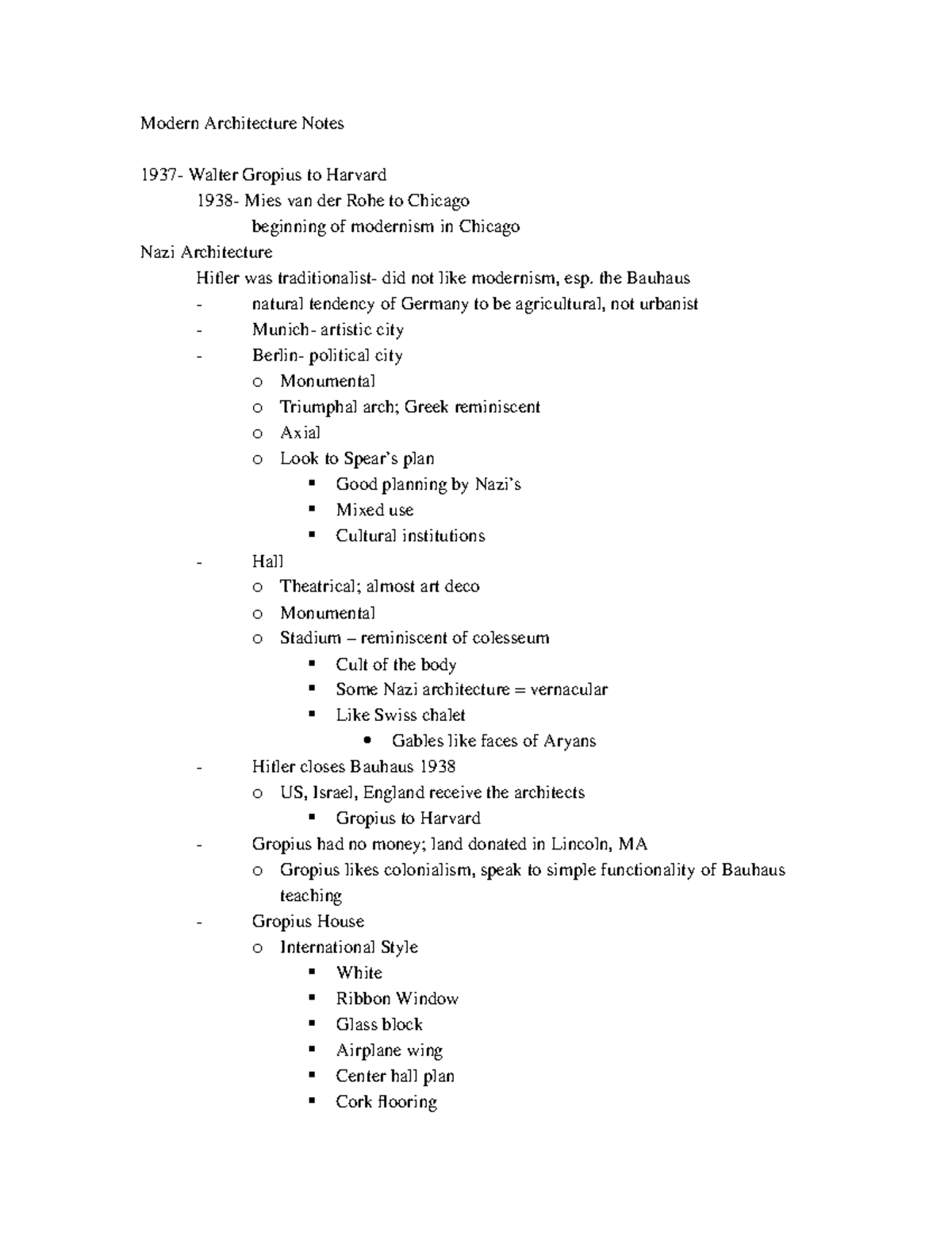 Modern Architecture Notes - Modern Architecture Notes 1937- Walter ...